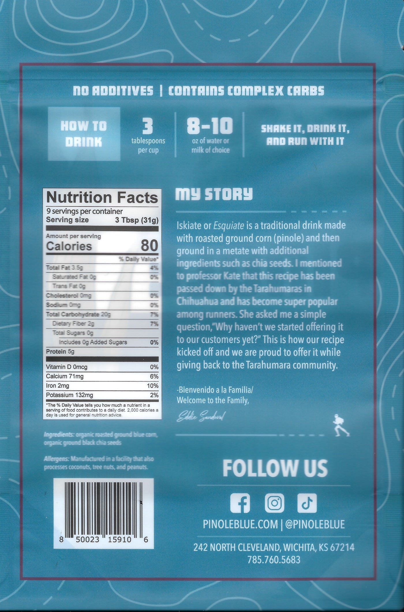 Iskiate Chia Organic Blue Corn Pinole: All-Natural Energy Booster & En