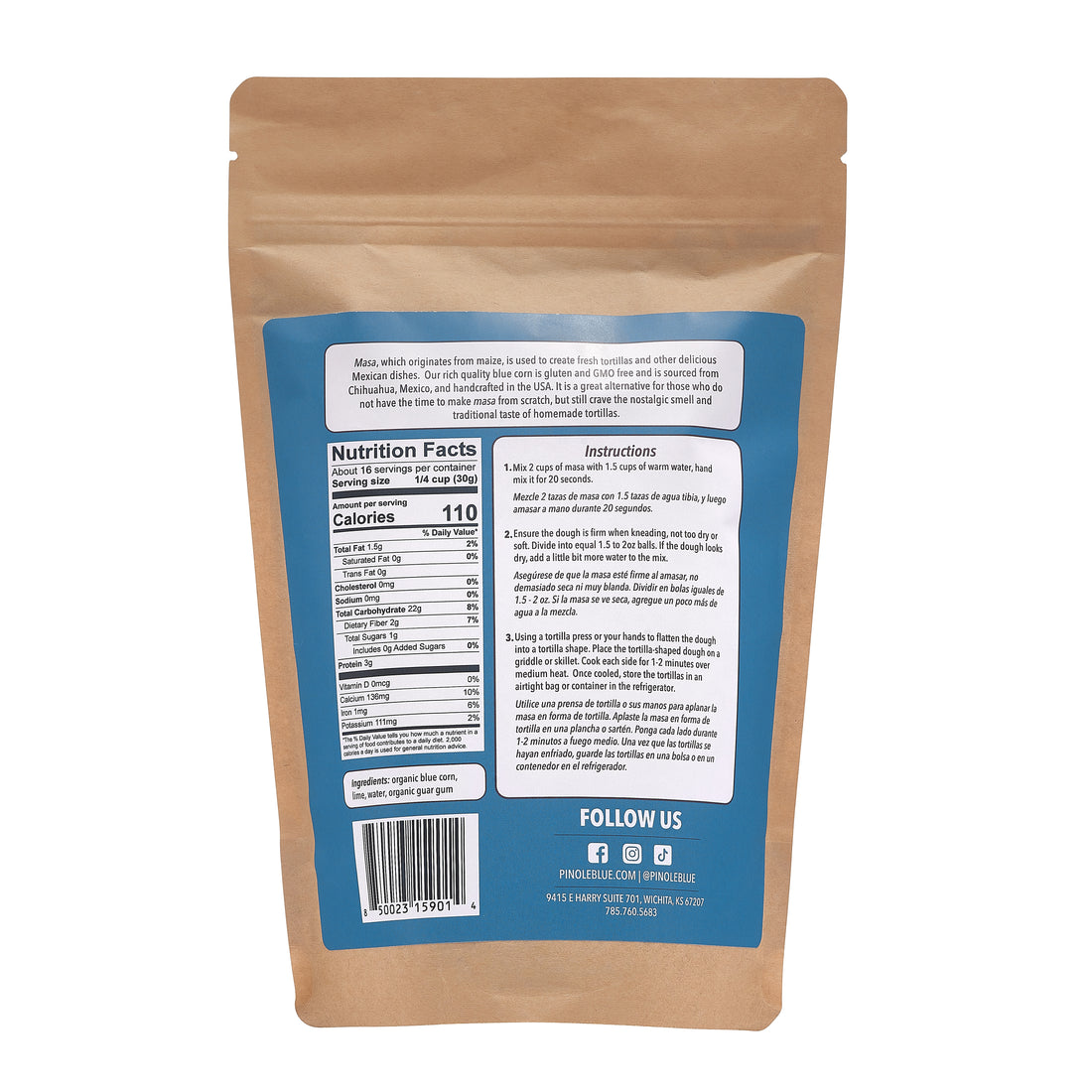 Stone Ground Instant Blue Corn Masa Mix - 1.1 LBS